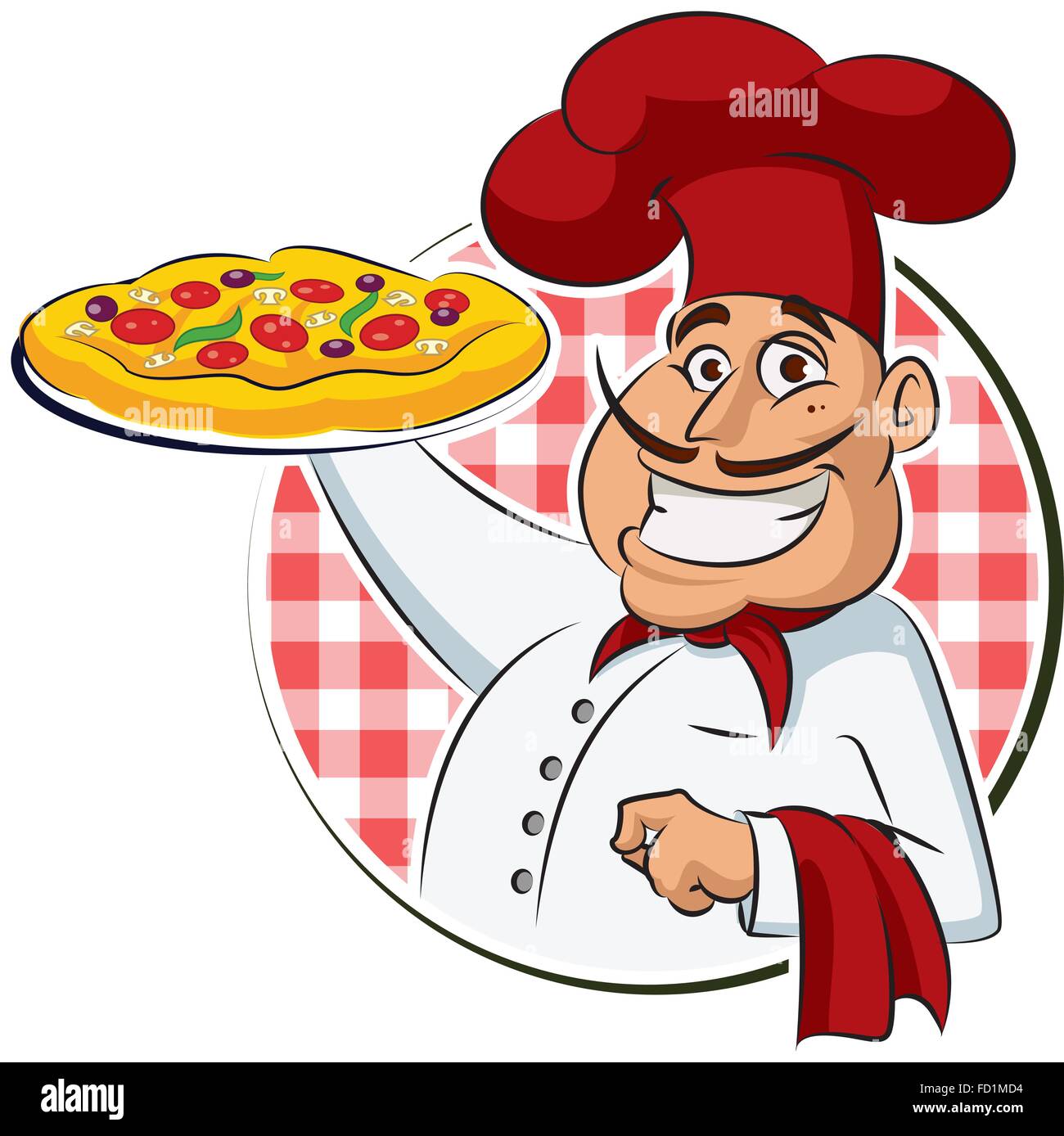 Cook Pizza Vector illustration isolated on a white background Stock ...