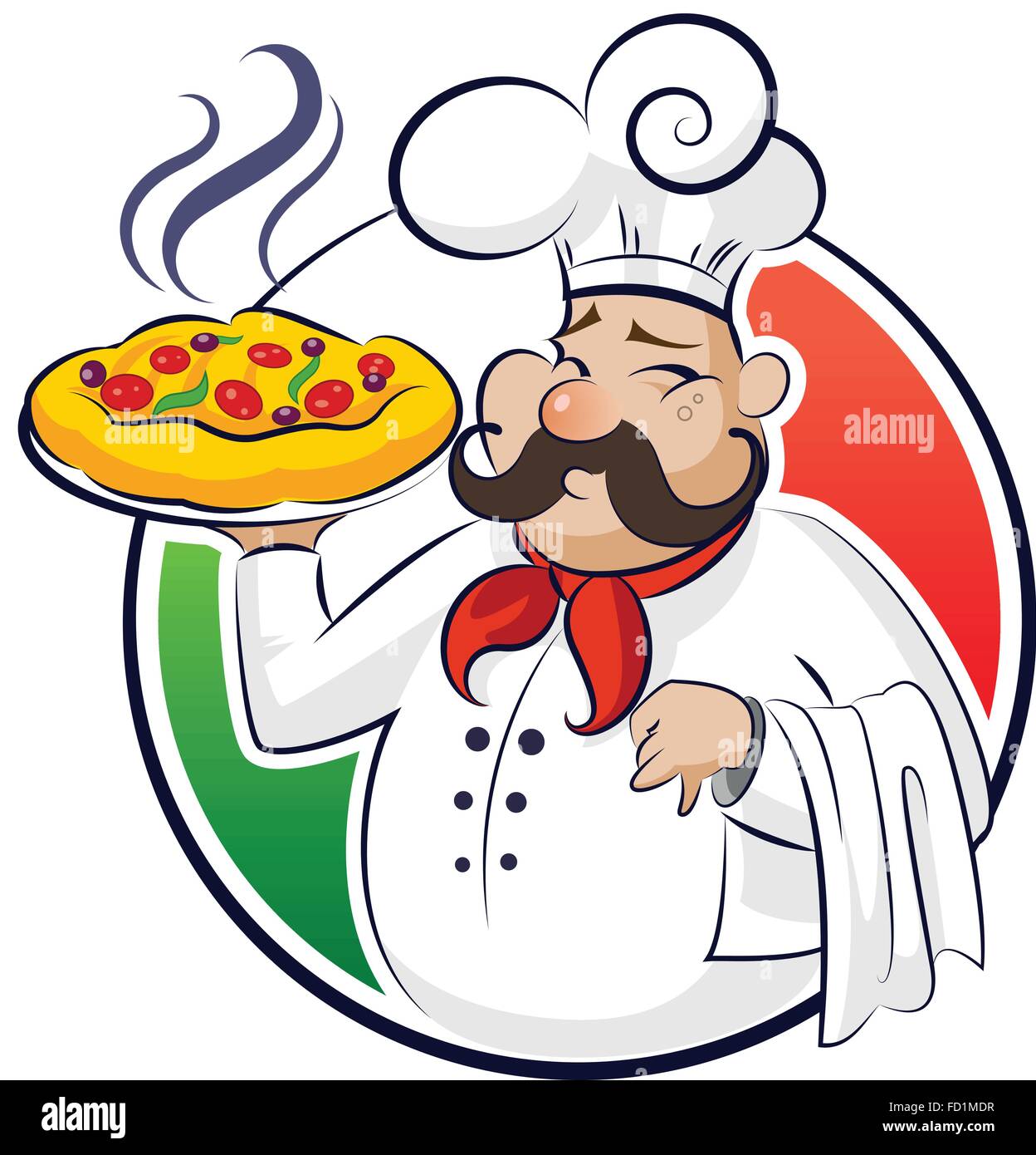 cook pizza. Vector illustration isolated on a white background Stock ...
