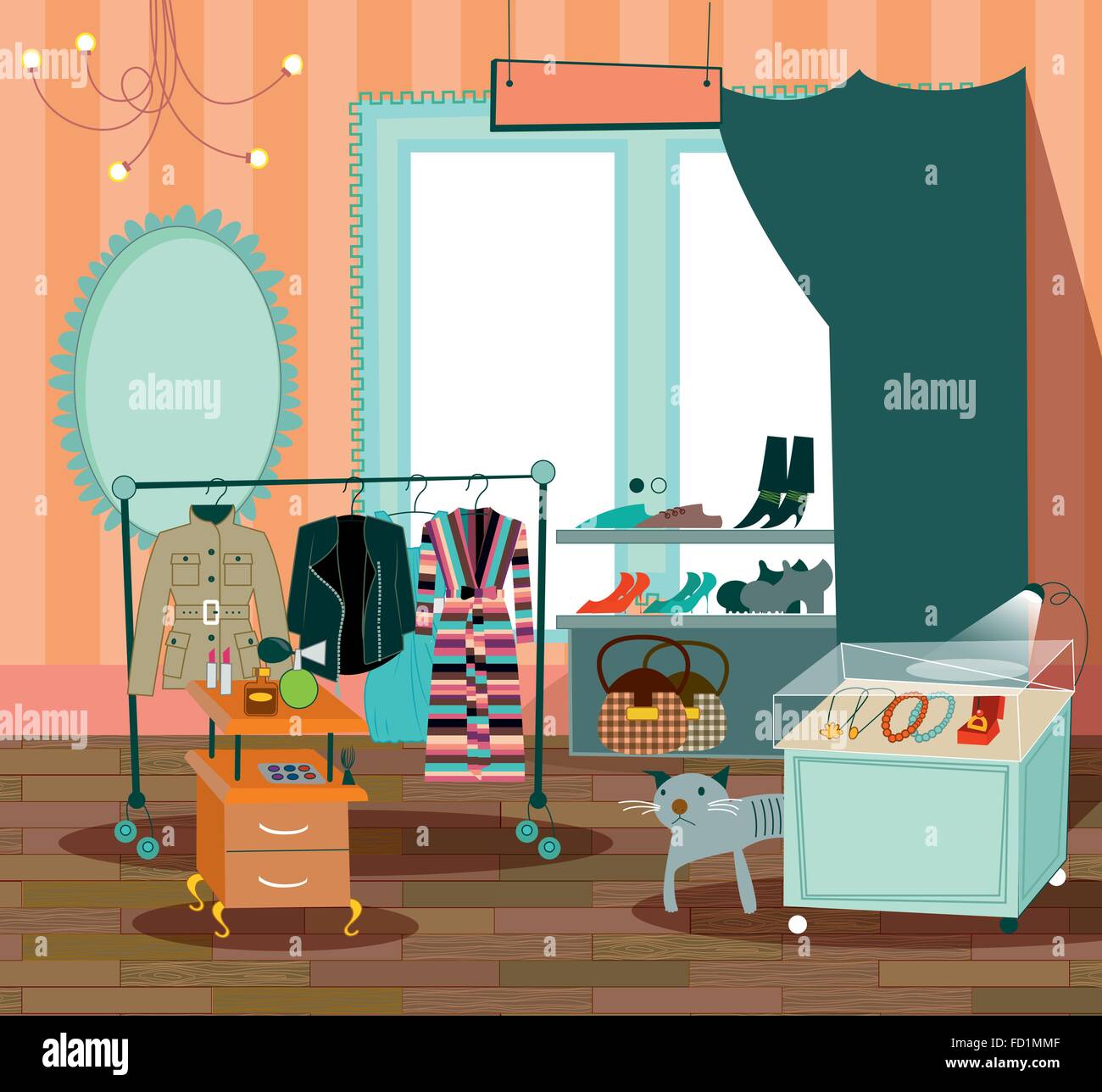 fashion boutique. Vector illustration of clothing shop Stock Vector ...