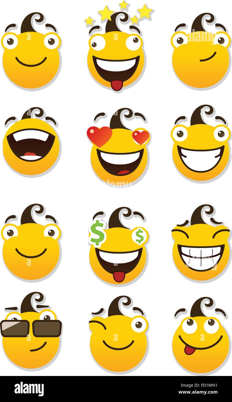 set of smileys. Funny and smiling smileys. Vector illustration isolated ...
