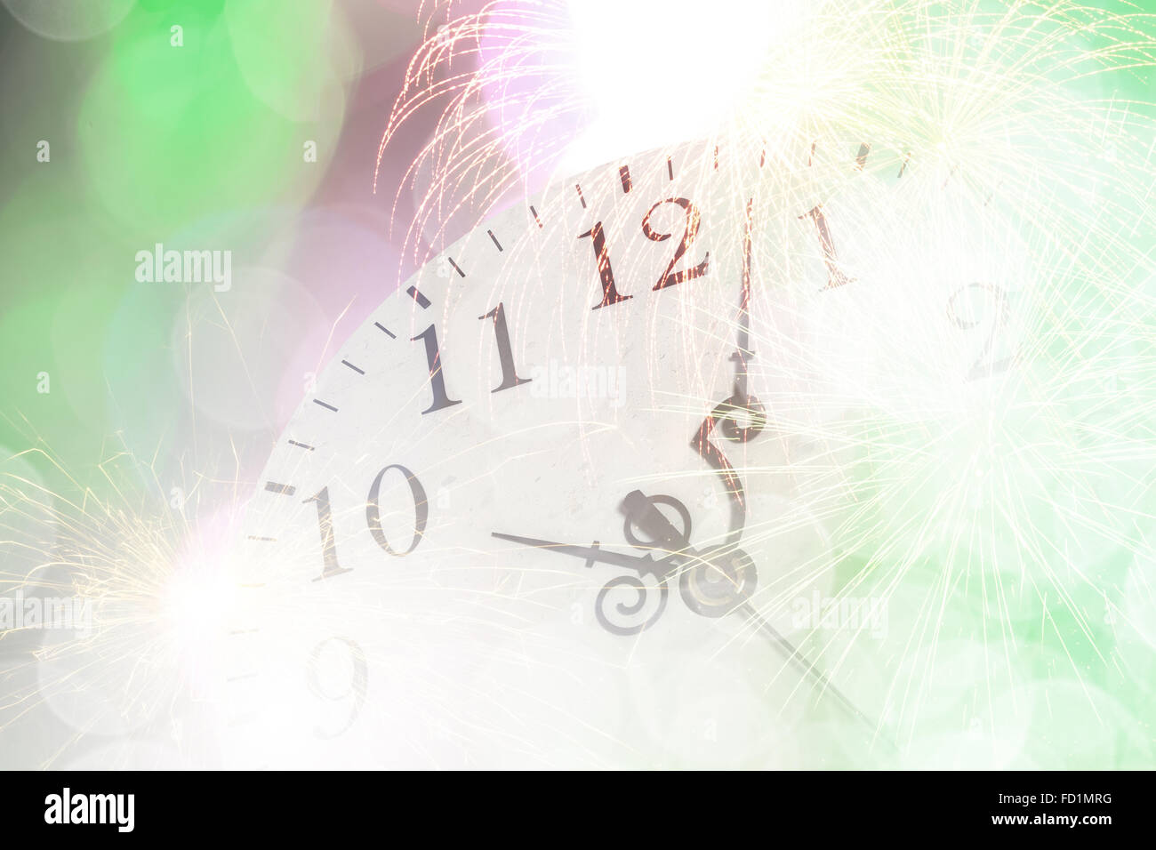 Conceptual image with pocket watch bokeh lights and fireworks Stock ...