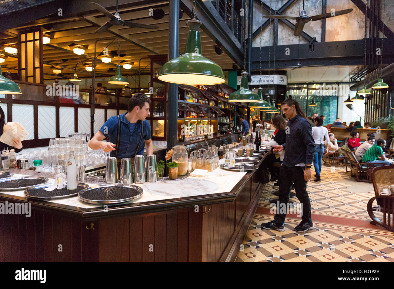 Dishoom restaurant interior Kings Cross London Stock Photo - Alamy
