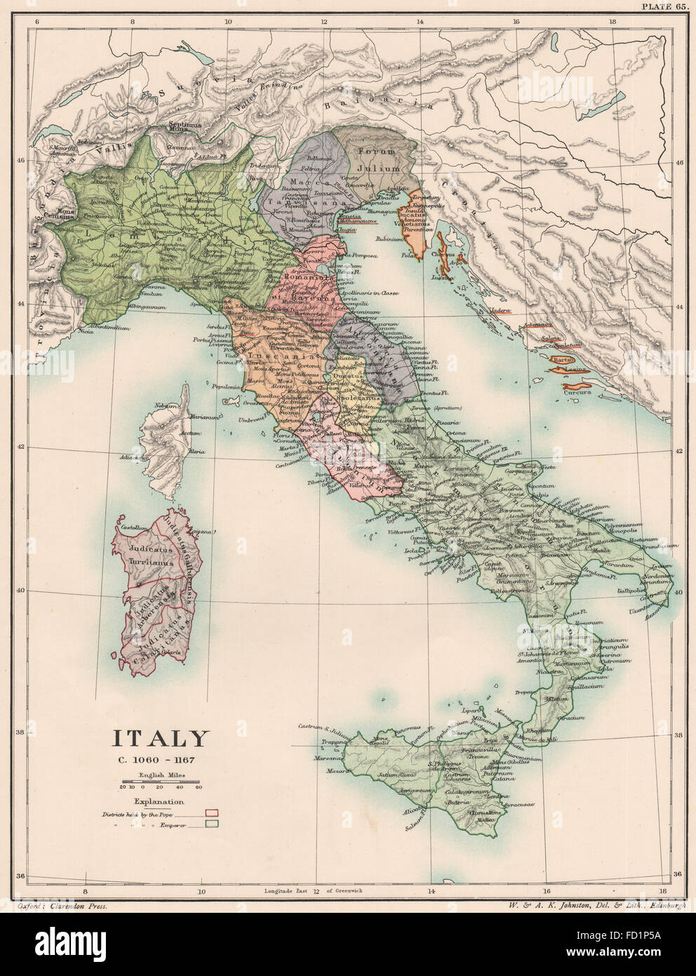 12th Century Map Of Italy Geographical Names Of The Adriatic Sea On