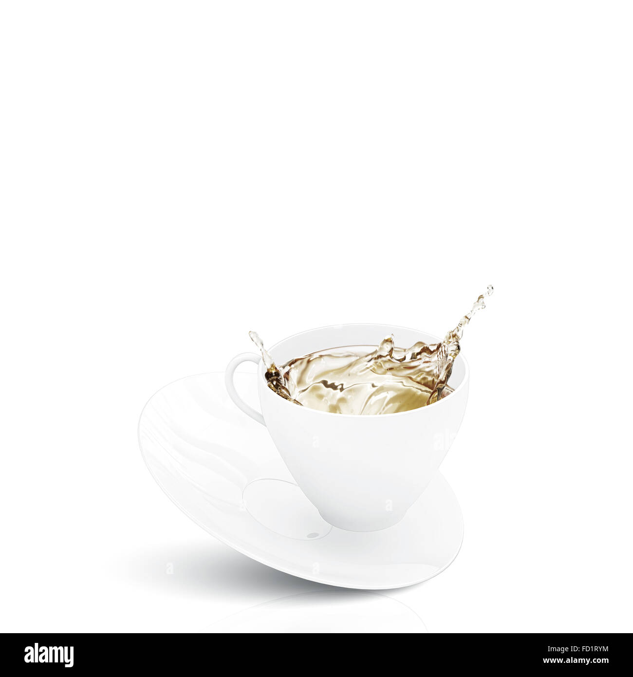 Close up image with falling cup of tea Stock Photo - Alamy