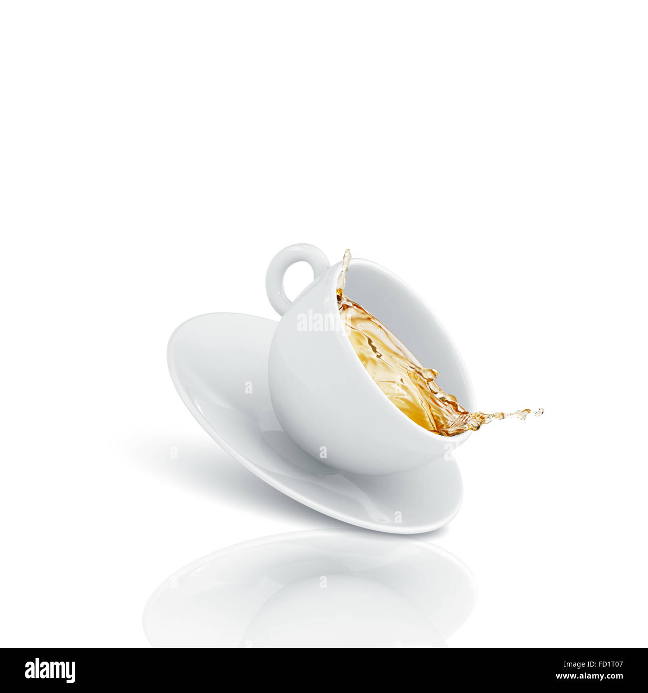 Close up image with falling cup of tea Stock Photo - Alamy