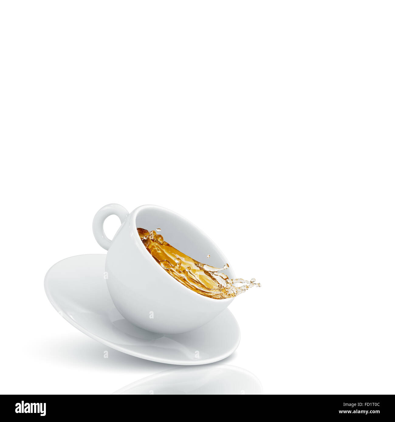 Close up image with falling cup of tea Stock Photo - Alamy