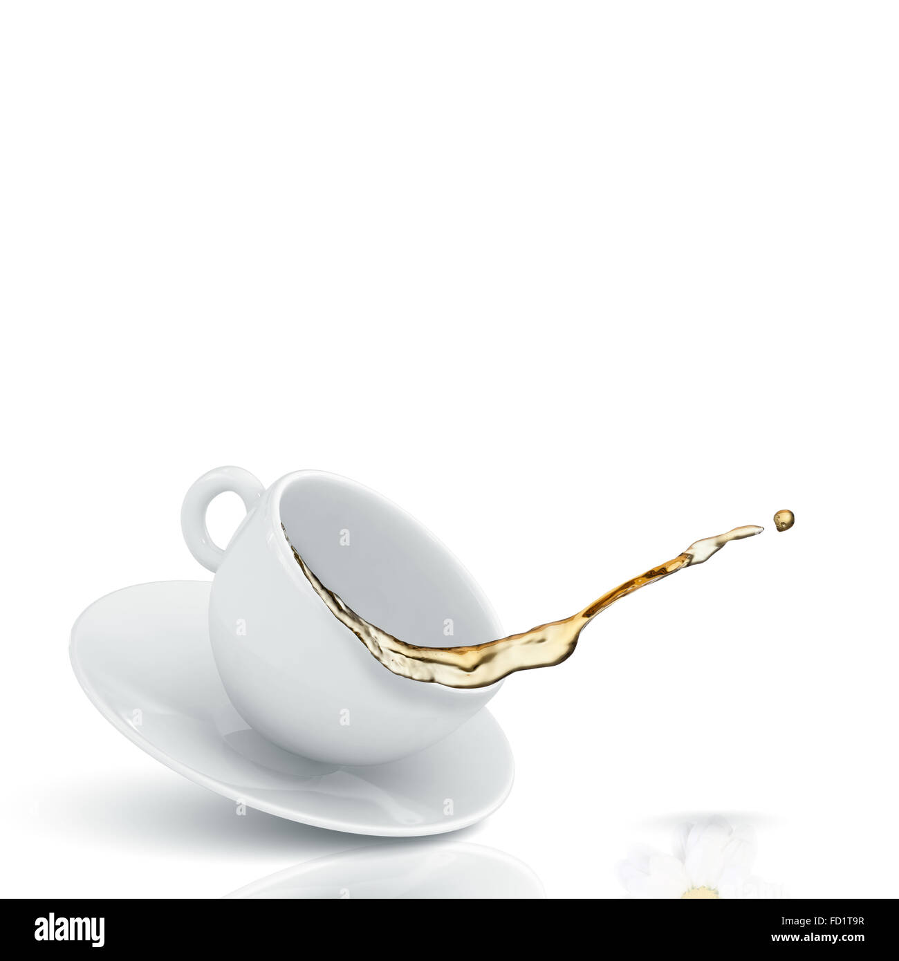 Close up image with falling cup of tea Stock Photo - Alamy