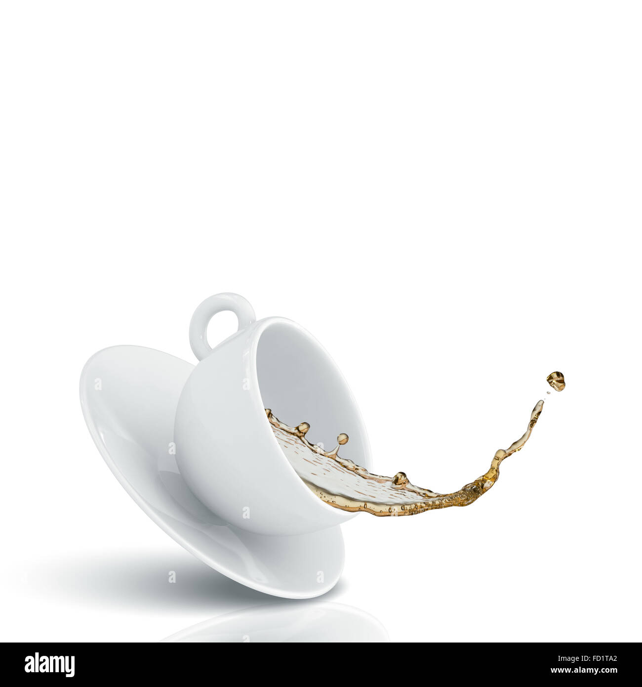 Close up image with falling cup of tea Stock Photo - Alamy