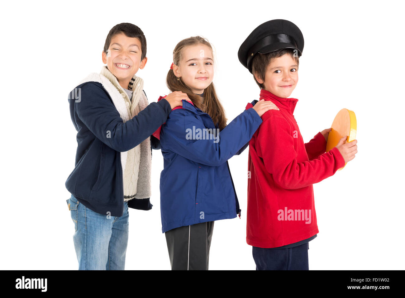 Kids playing transportation isolated in a white background Stock Photo ...