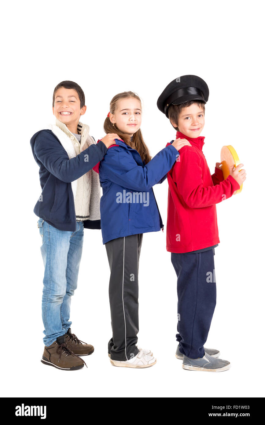 Kids playing transportation isolated in a white background Stock Photo ...