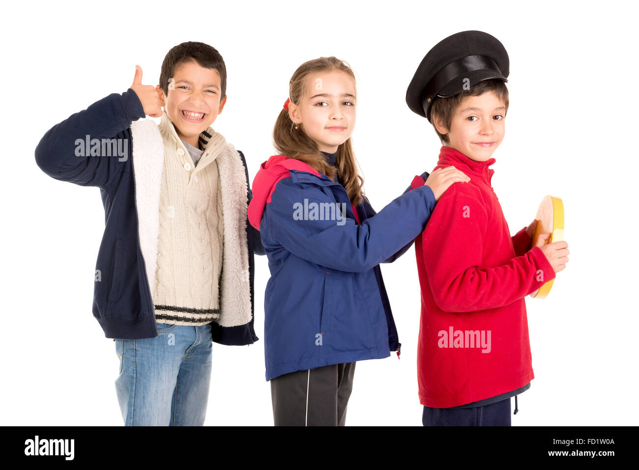 Kids playing transportation isolated in a white background Stock Photo ...