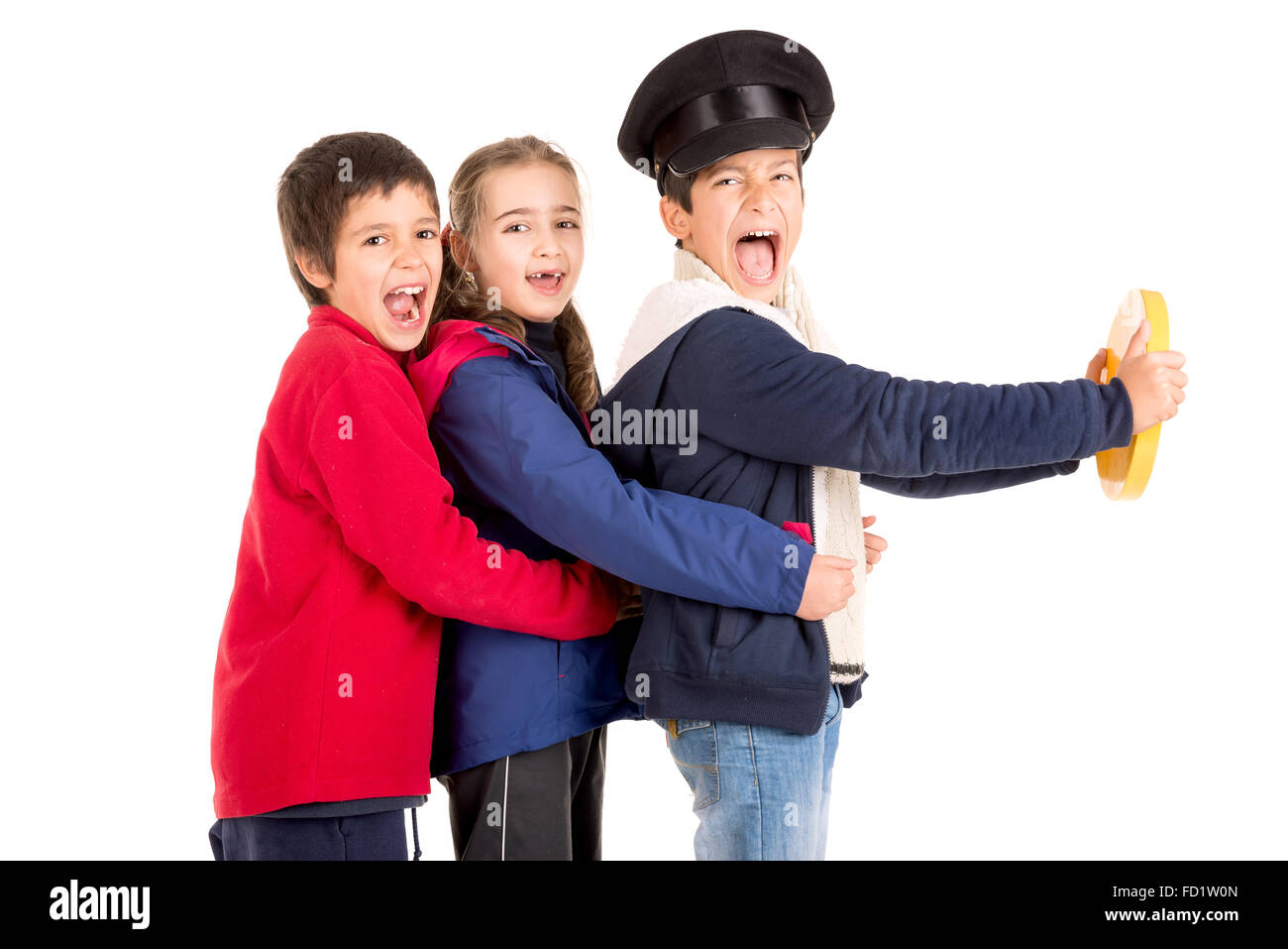 Kids playing transportation isolated in a white background Stock Photo ...