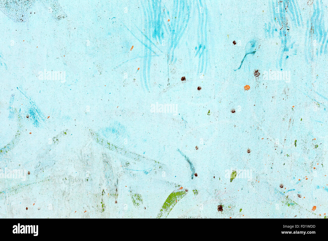 Dirty concrete wall with streaks of water, stains, cracks and scratches ...