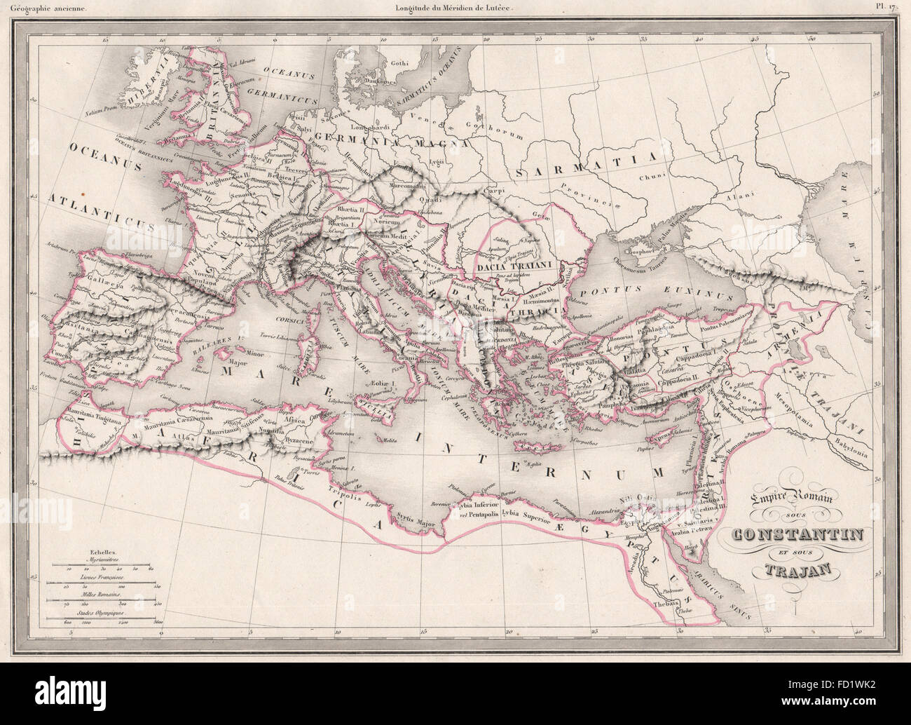 ROMAN EMPIRE. Empire Romain. Under Constantine & Trajan. MALTE-BRUN ...