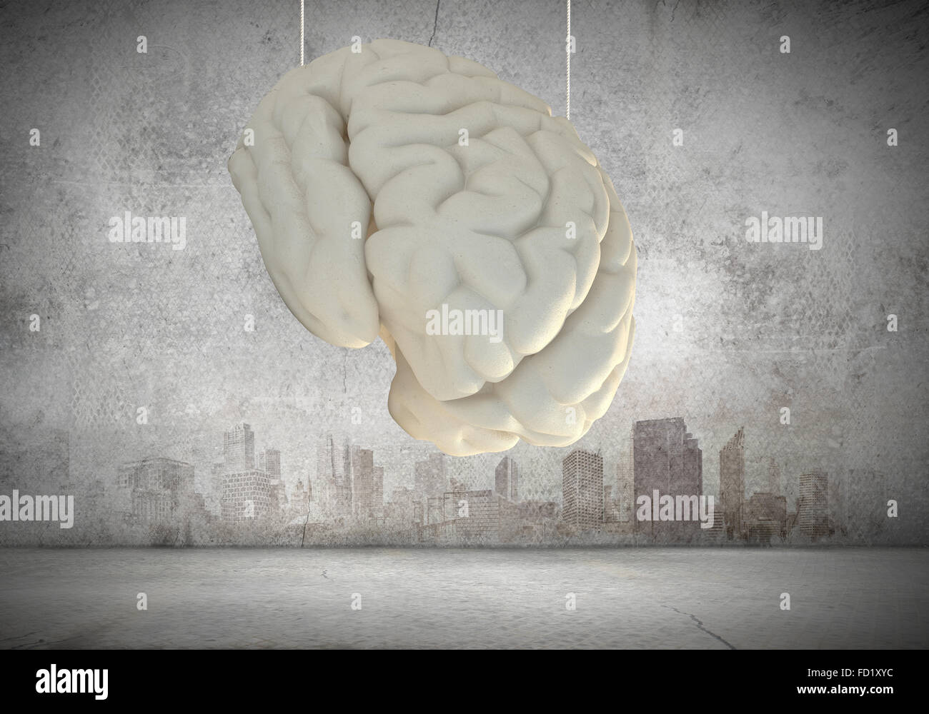 Huge human brain against modern city background Stock Photo - Alamy