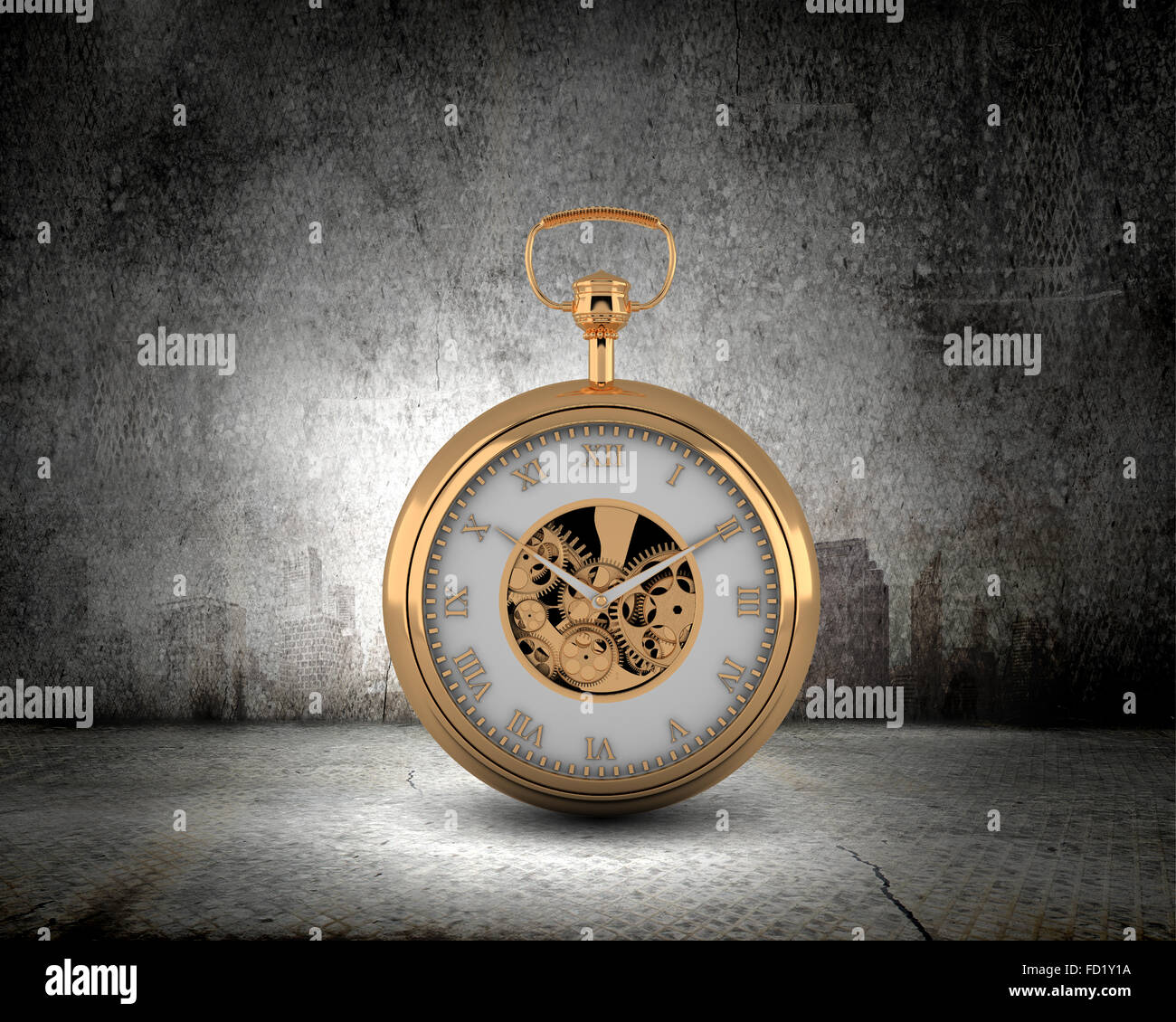 Big old-style pocket watch and many businesspeople around Stock Photo ...