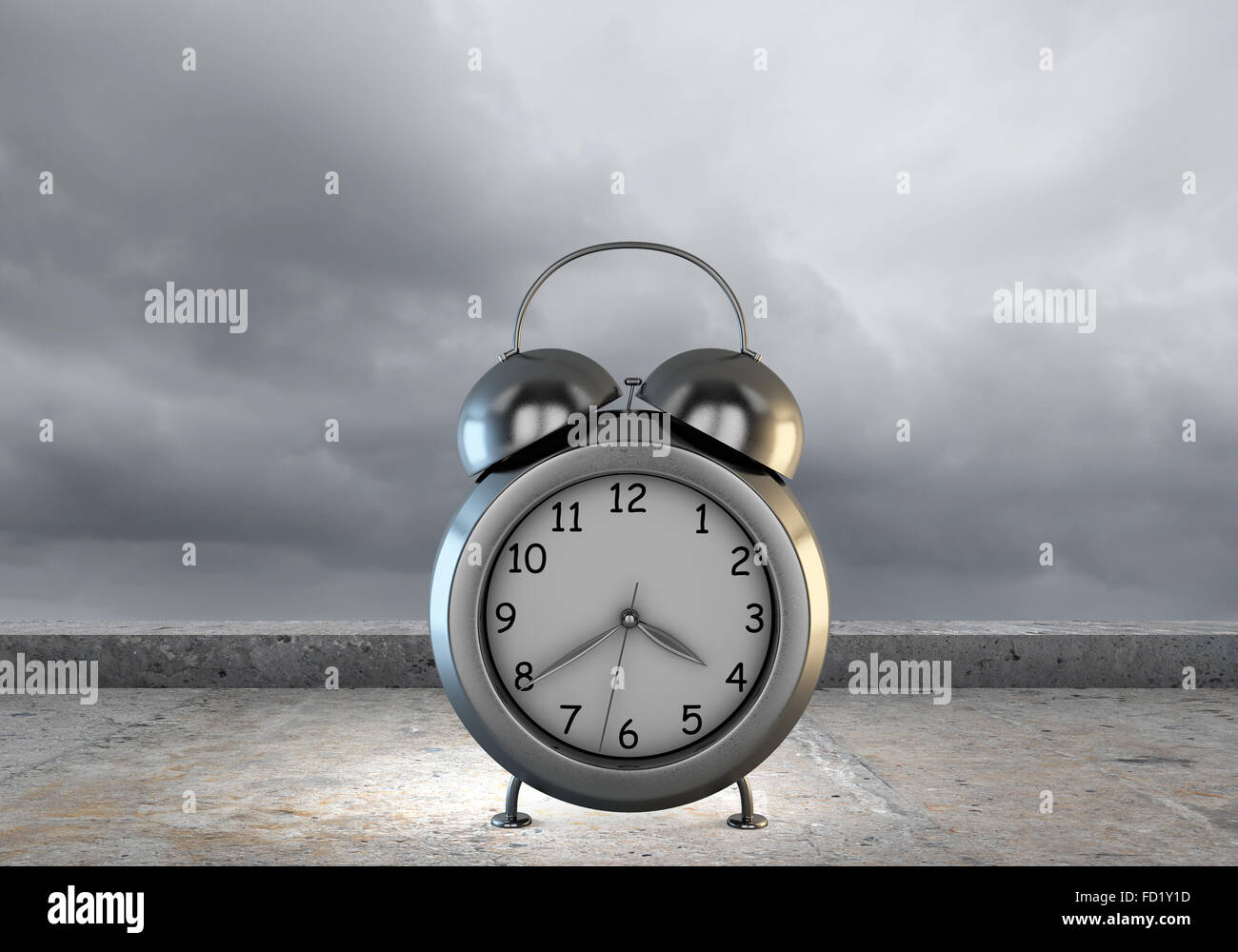 Big old-style clock against city modern background Stock Photo - Alamy