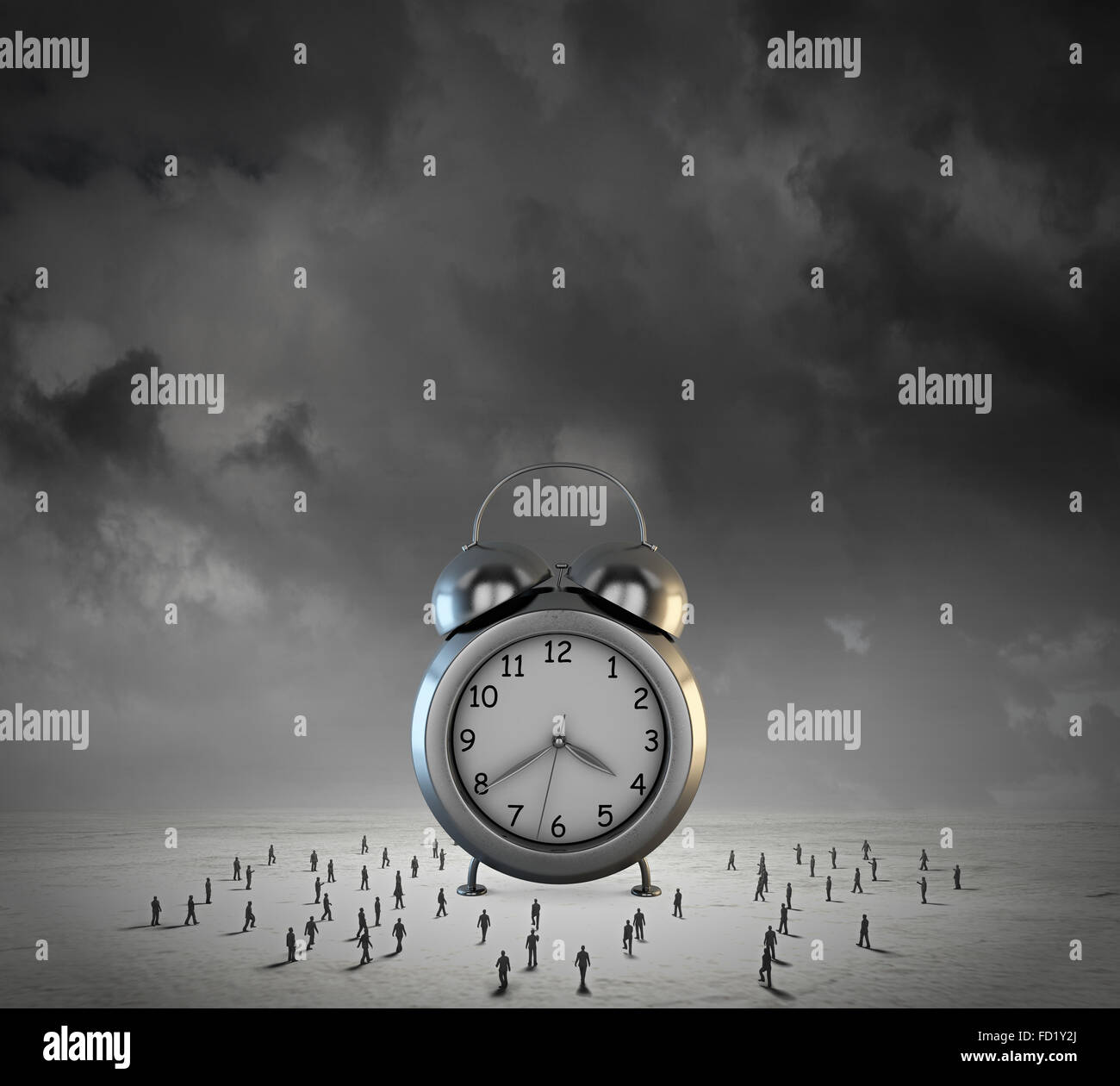 Big old-style clock and many businesspeople around Stock Photo - Alamy