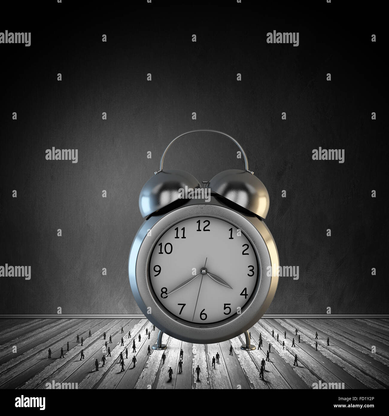 Big old-style clock and many businesspeople around Stock Photo - Alamy