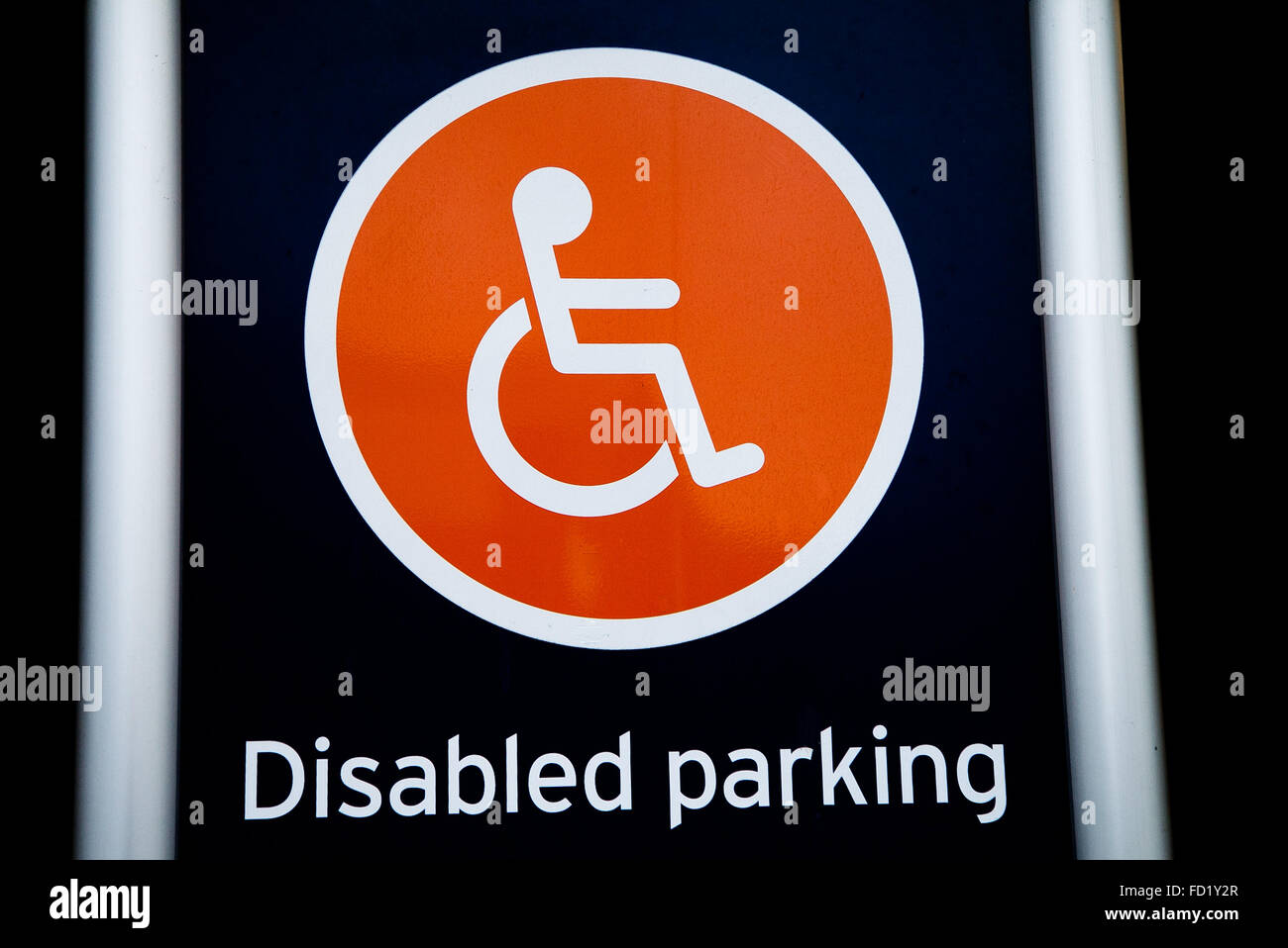 Disable parking sign in a North London supermarket Stock Photo - Alamy
