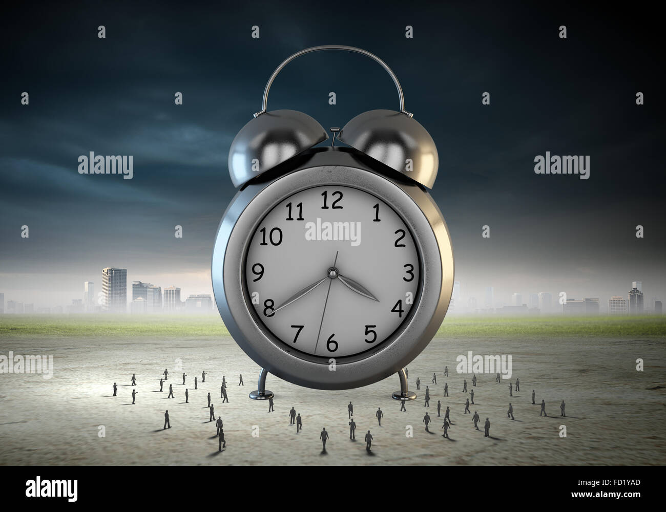 Big old-style clock and many businesspeople around Stock Photo - Alamy