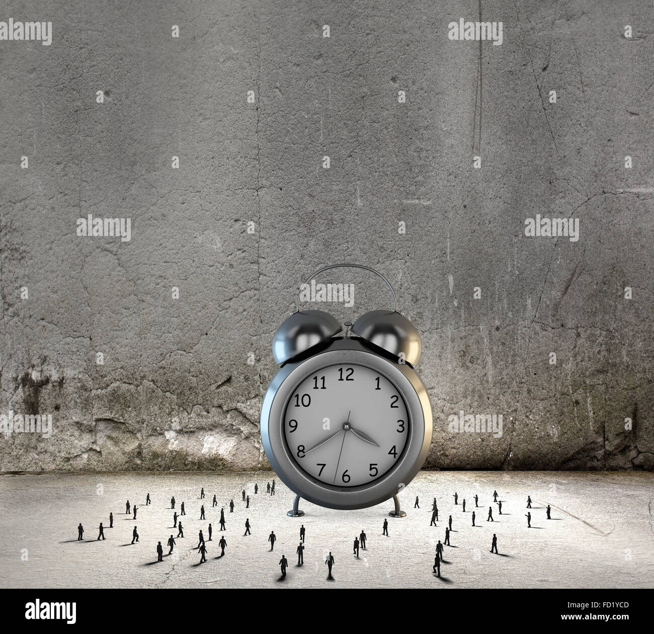 Big old-style clock and many businesspeople around Stock Photo - Alamy