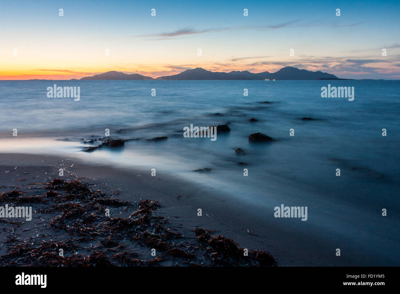 long exposure of sea just after sunset Stock Photo - Alamy