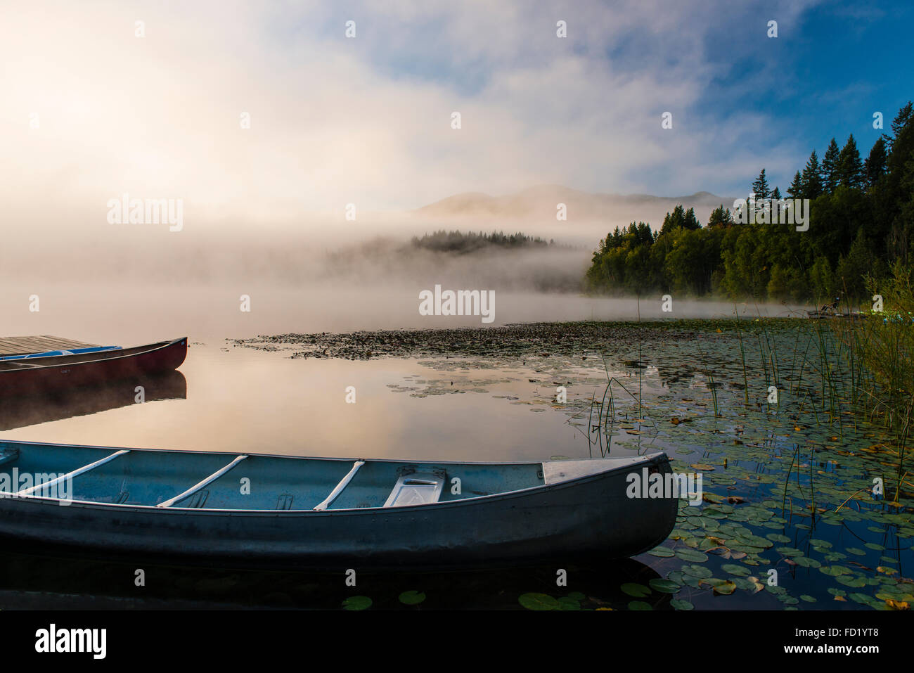 Boats in lake, Dutch Lake, Clearwater, British Columbia, Canada Stock ...