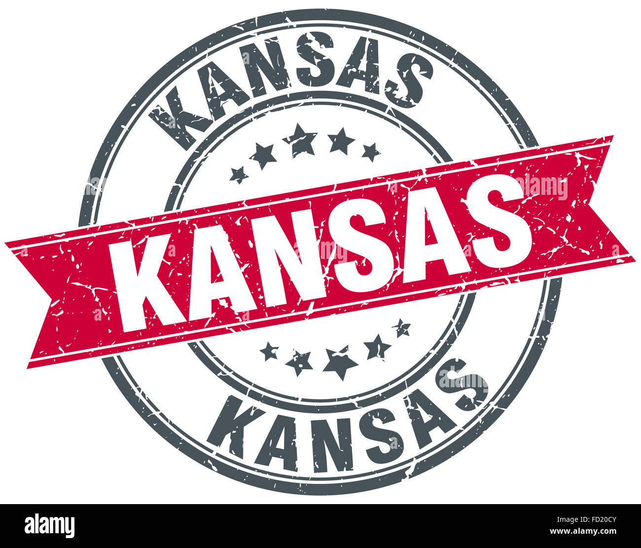 Kansas red round grunge vintage ribbon stamp Stock Photo - Alamy