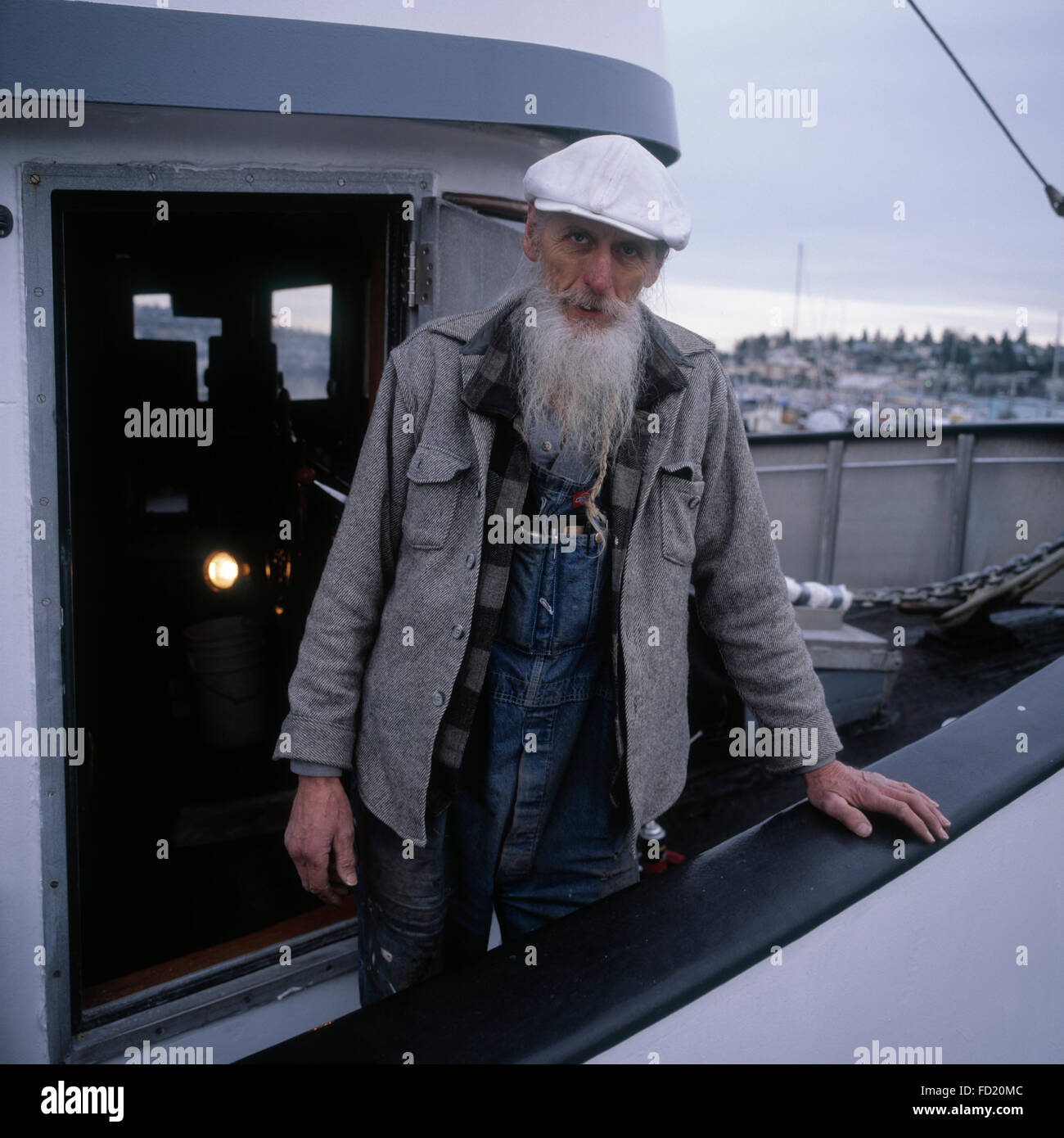 Seattle wild Salmon fishermen on docks at Seattle harbour USA Stock ...