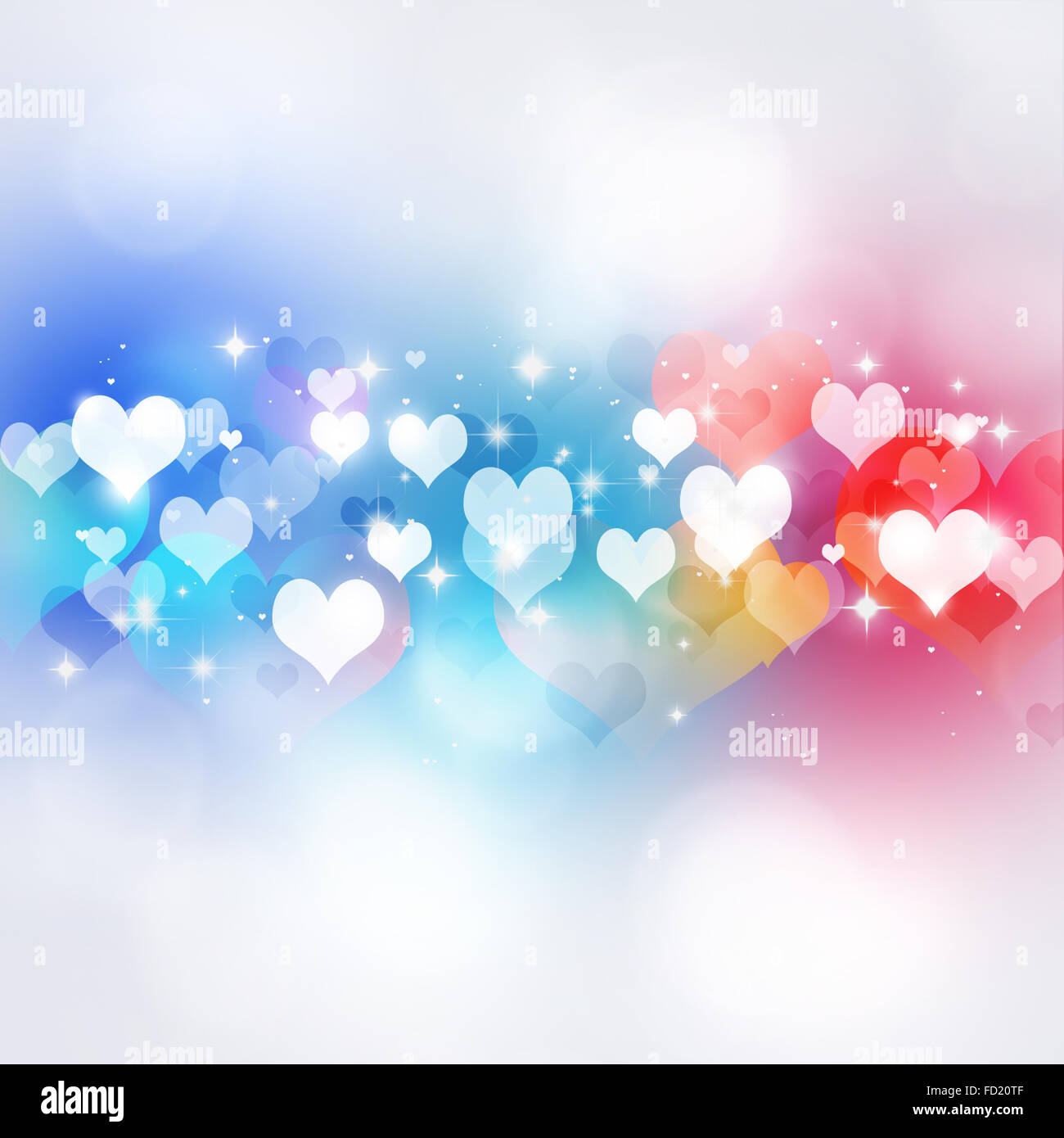 valentine multicolor background with blurred lights and hearts Stock ...