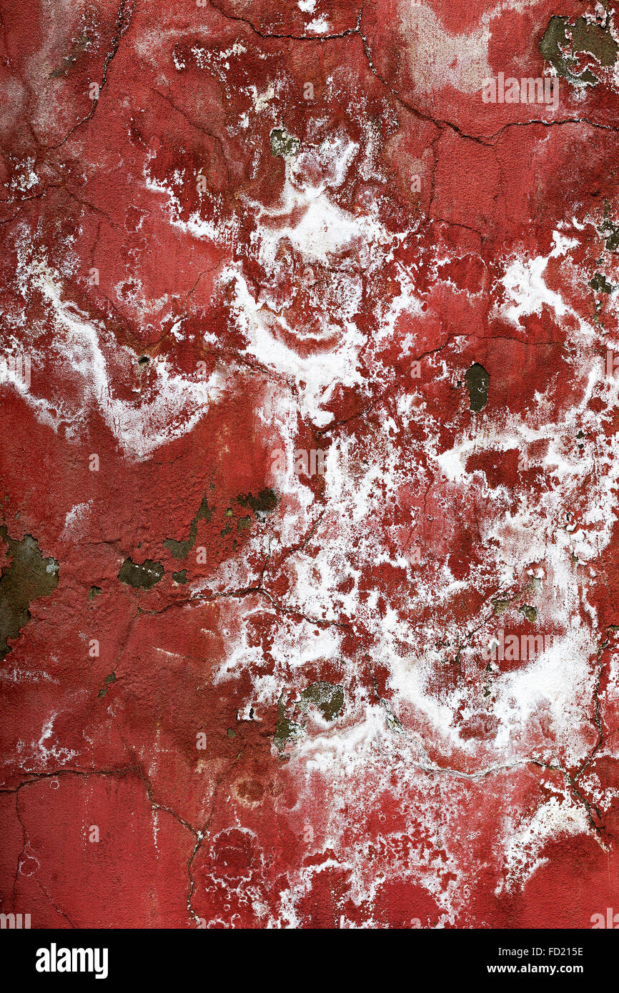 Creative beautiful bright red with white stains background, cracks and ...