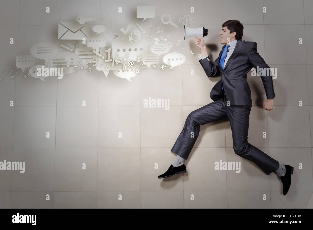 Man running megaphone in hi-res stock photography and images - Alamy