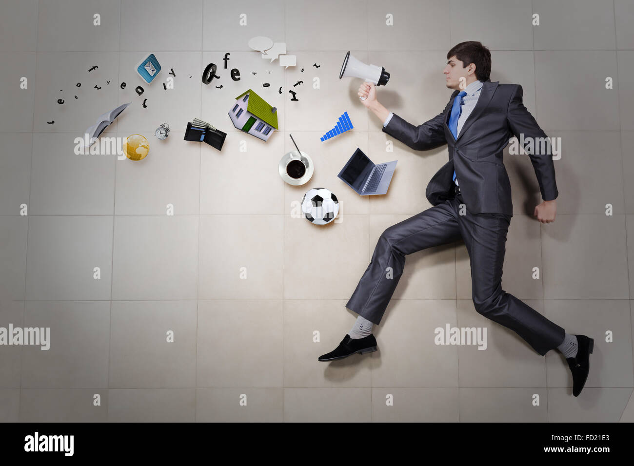 Man running megaphone in hi-res stock photography and images - Alamy