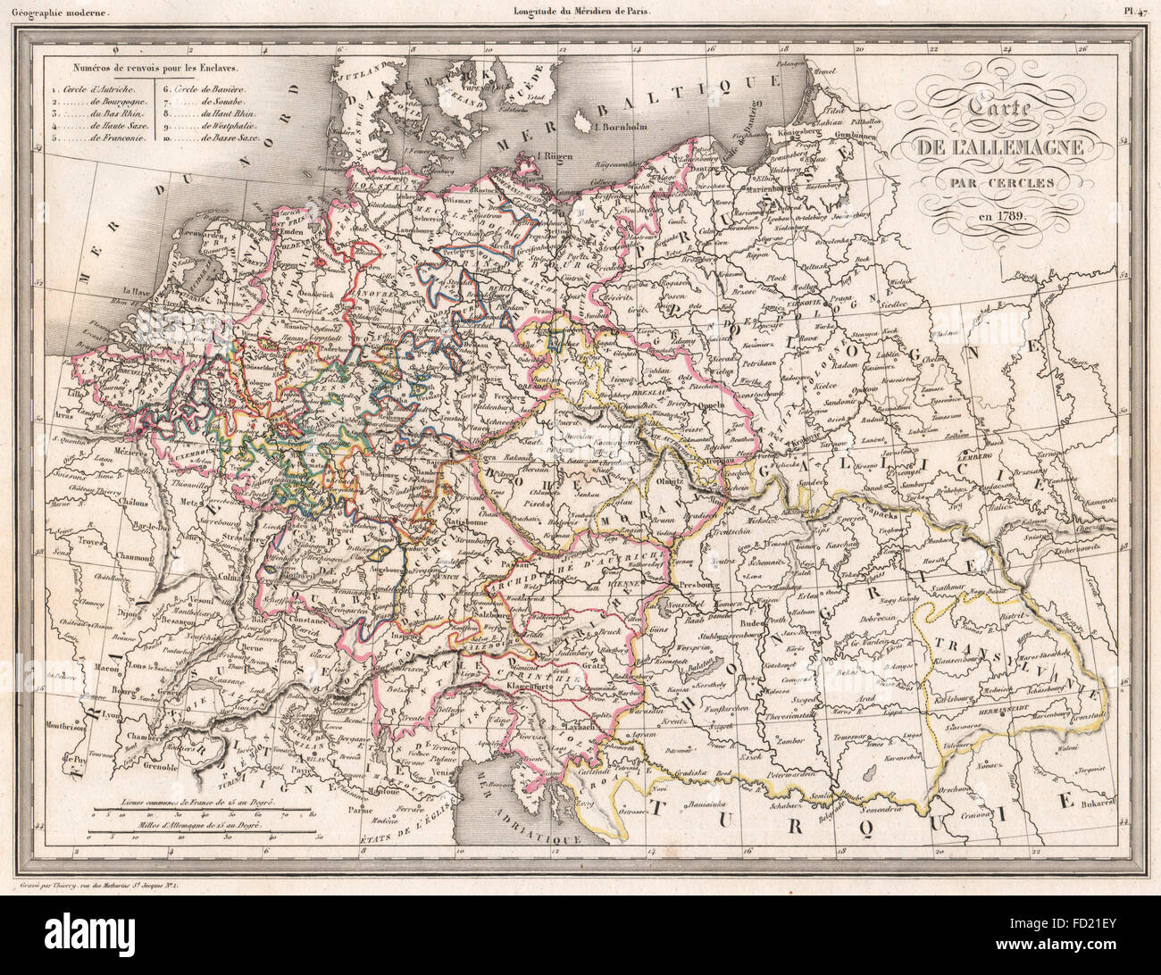 GERMANY 1789 Allemagne par cercles.Original outline colour.MALTE-BRUN ...