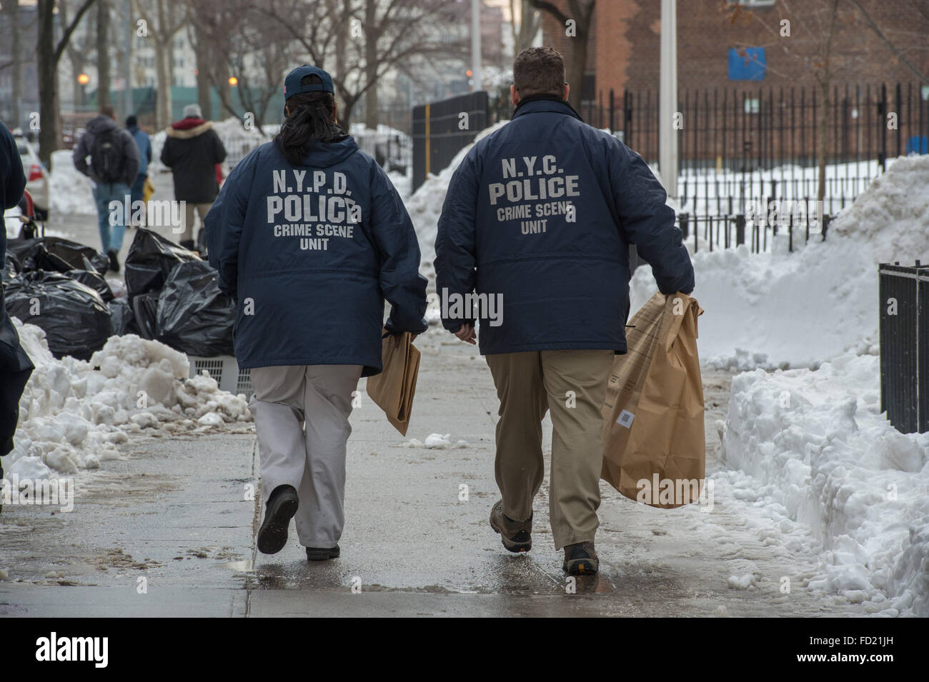 New York, NY, USA. 26th Jan, 2016. NYPD Crime Scene Unit arrives to the ...
