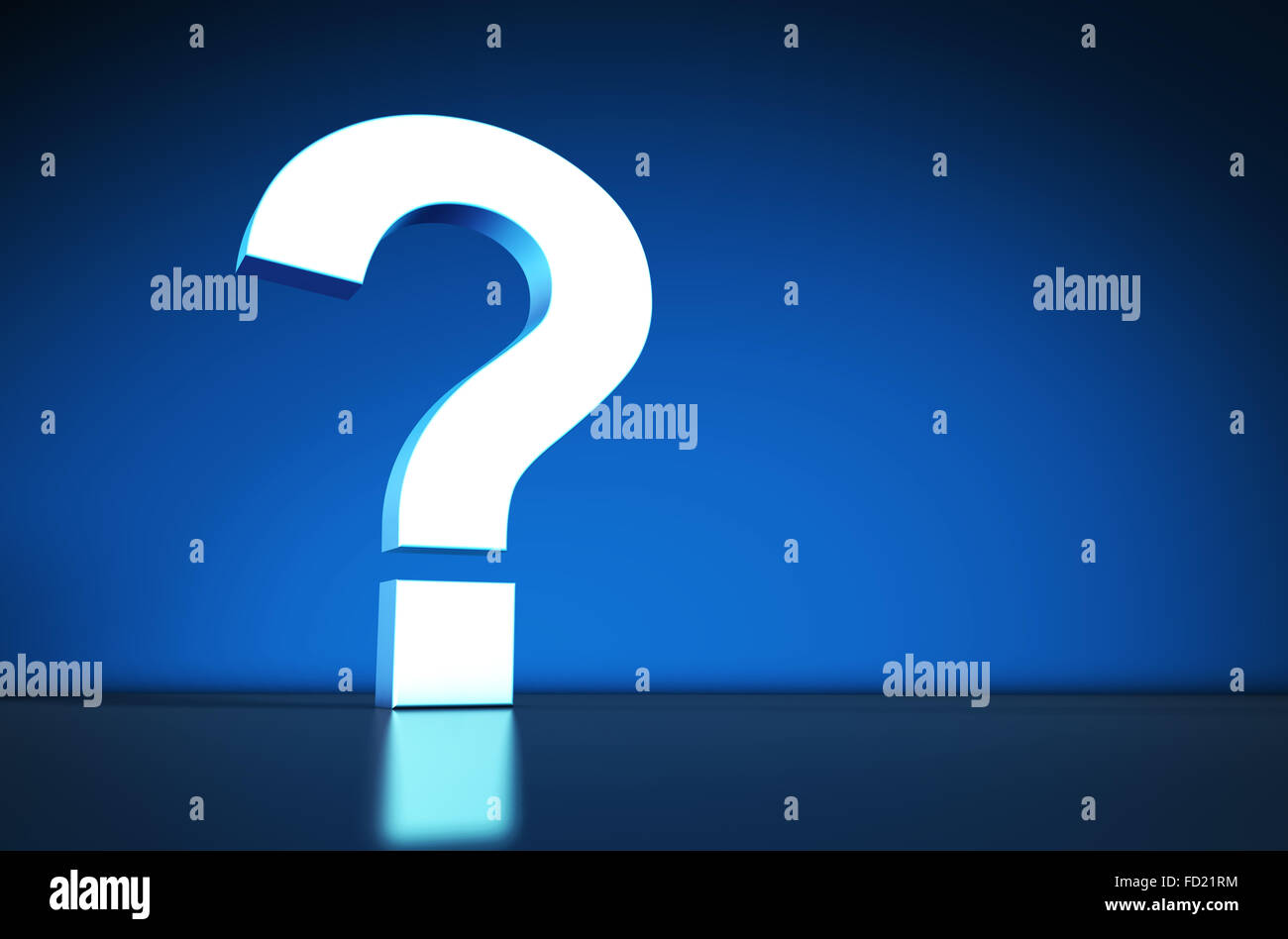Question Mark symbol and icon on blue background with reflection Stock ...