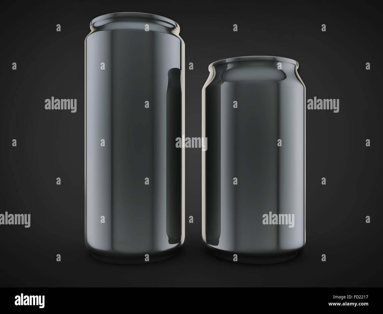 pair alluminium soda can front view empty design isolated black ...