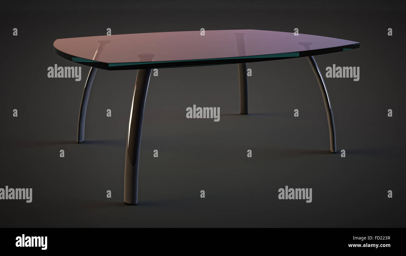 glass table with transparent top and metal legs. indoor home furniture ...