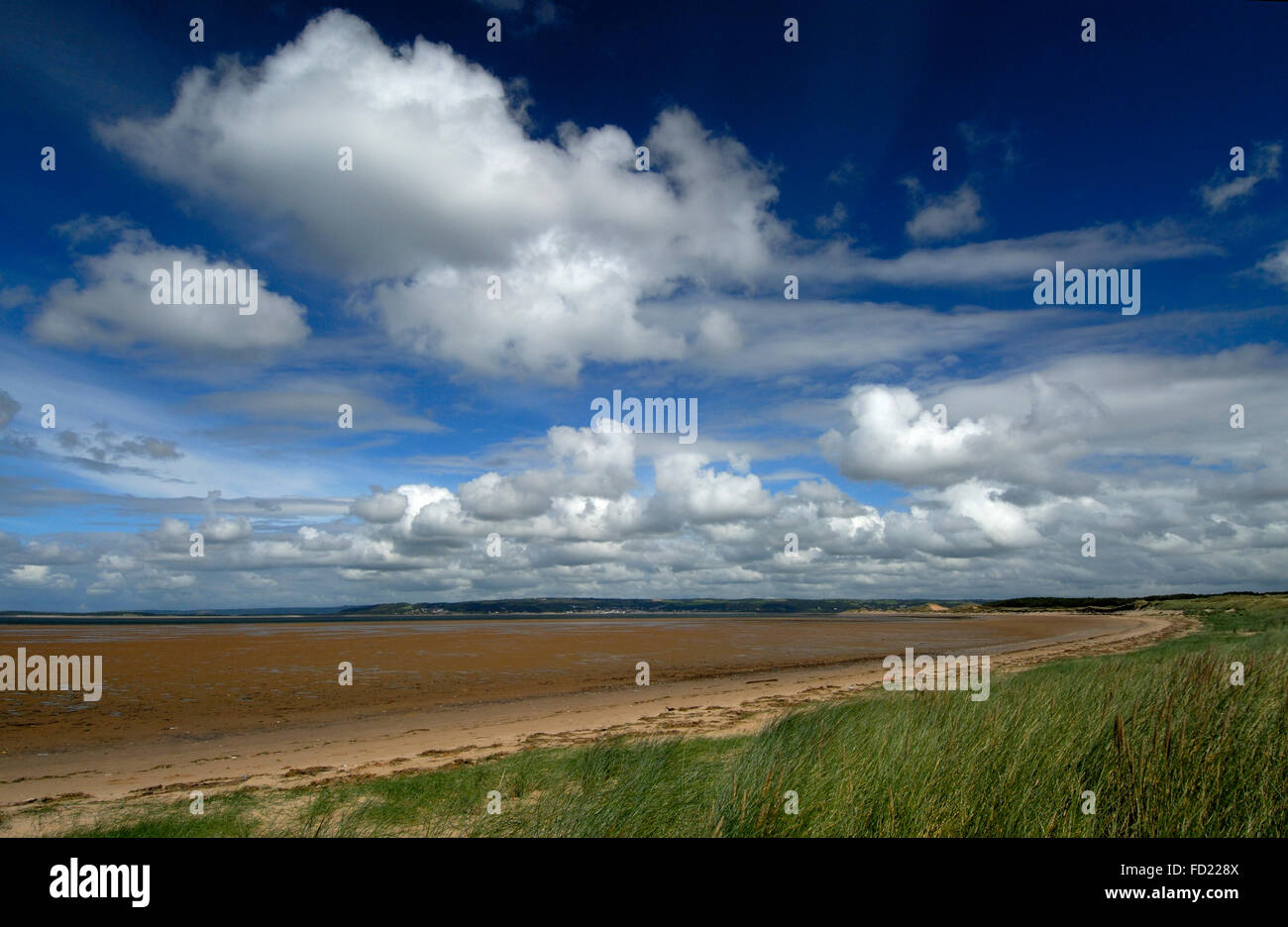 View over Whiteford Sands towards Burry Port , the Gower Peninsula ...