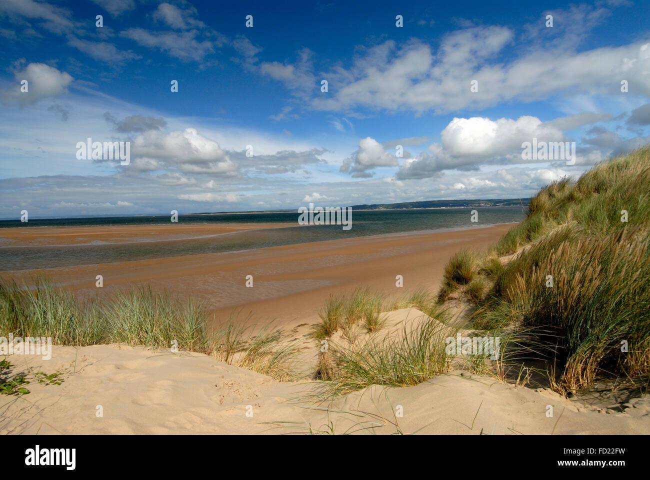 View over Whiteford Sands towards Burry Port , the Gower Peninsula ...