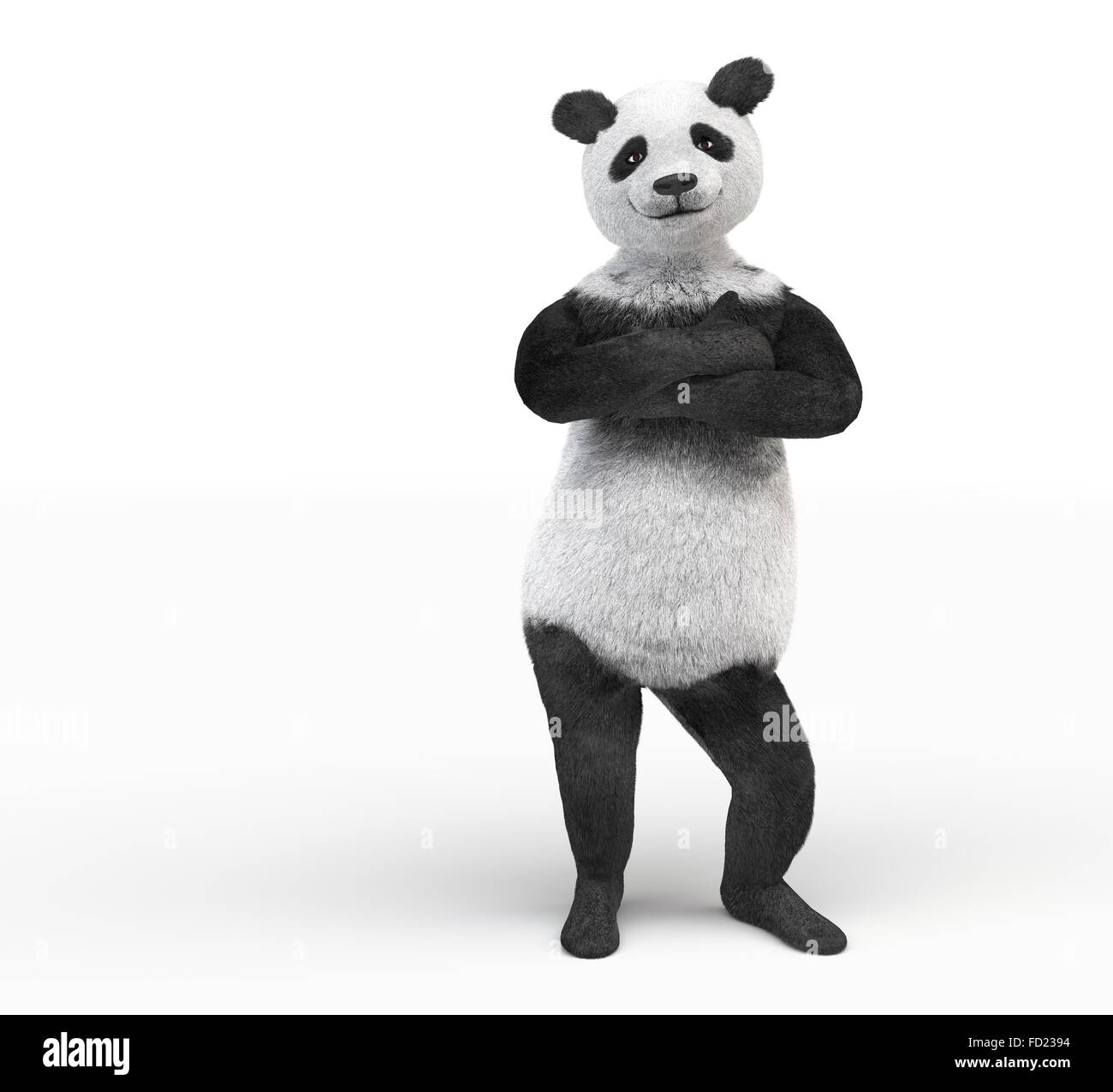 folded paws across panda character on isolated white background. fold ...