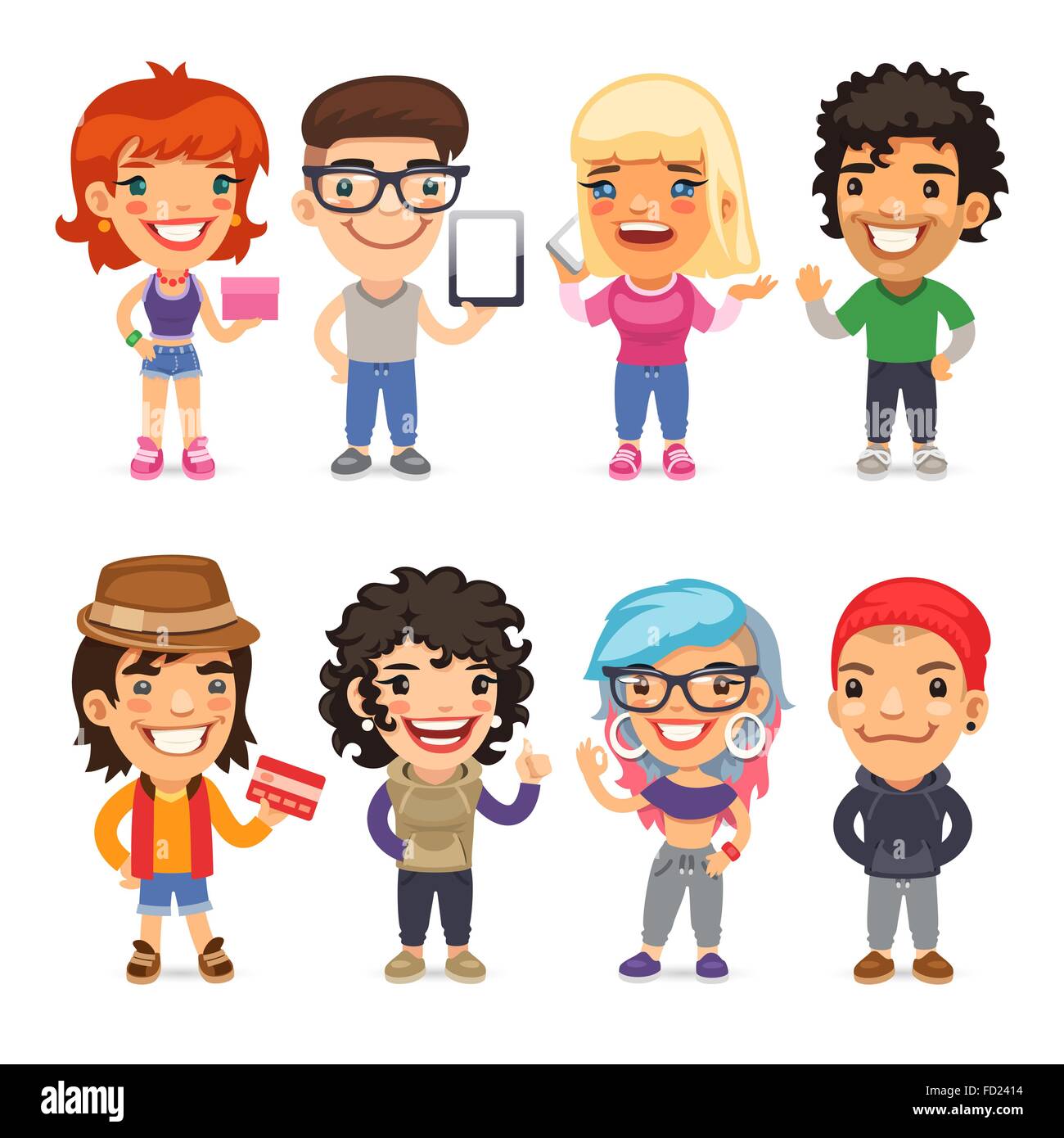 Trendy Dressed Cartoon Characters Stock Vector Image & Art - Alamy