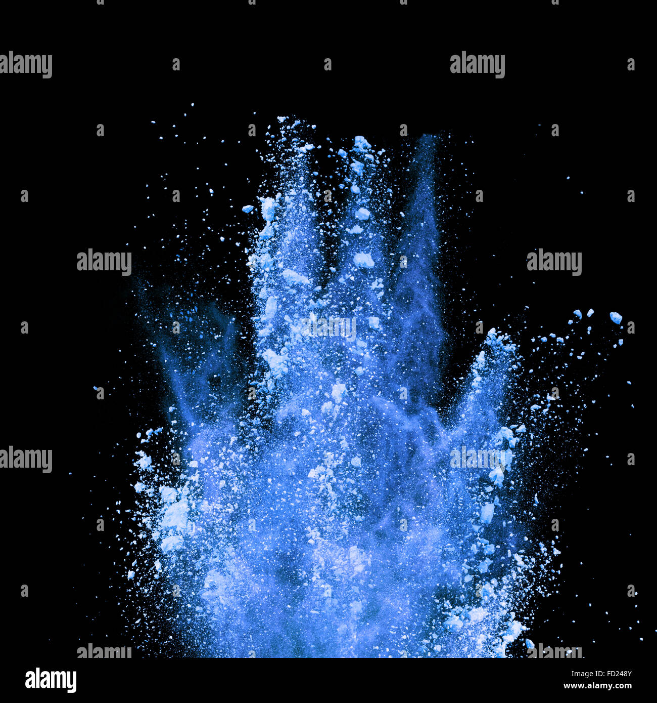 Explosion of blue powder, isolated on black background Stock Photo - Alamy