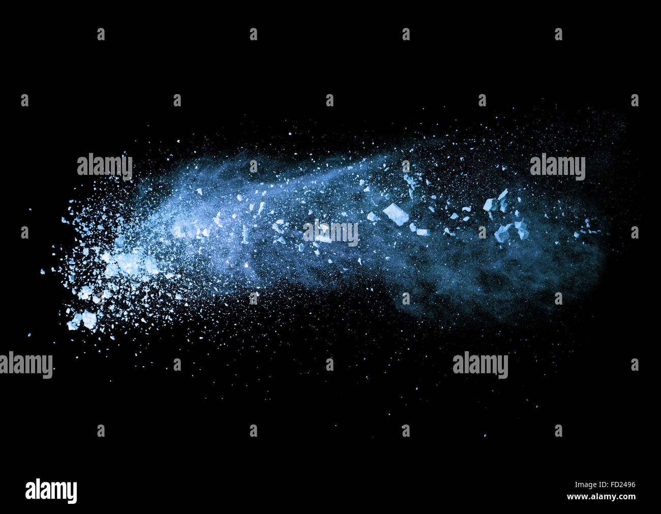 Explosion of blue powder, isolated on black background Stock Photo - Alamy