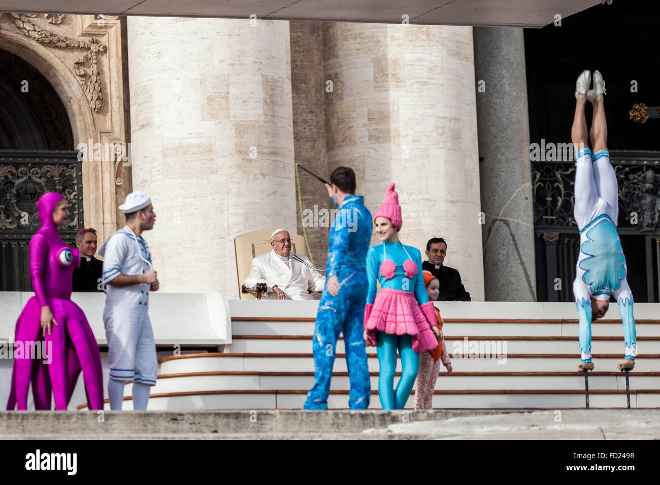 Vatican City, Vatican. 27th Jan, 2016. Circus artists make a show for ...