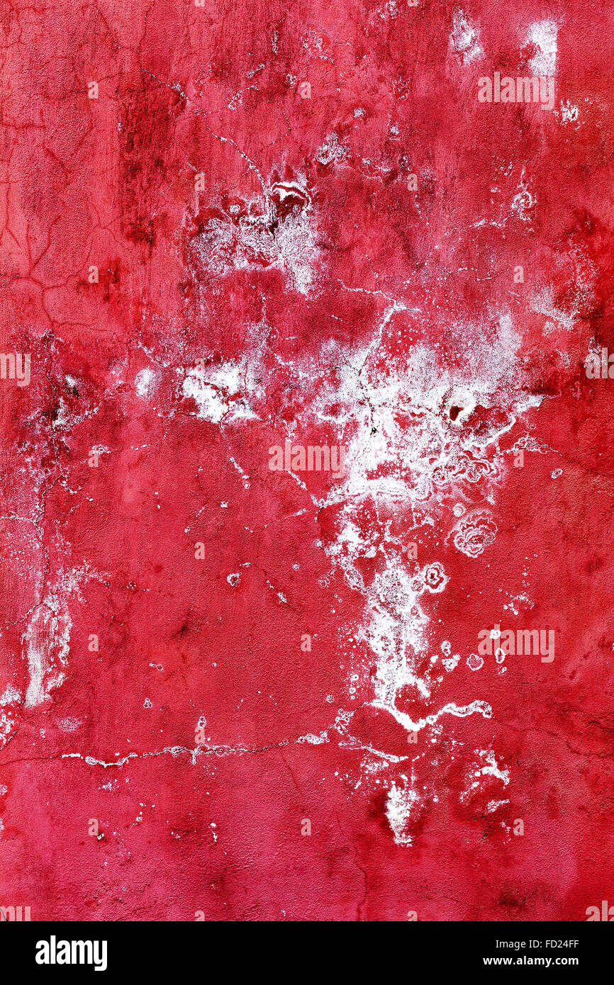 Creative beautiful bright red with white stains background, cracks and ...