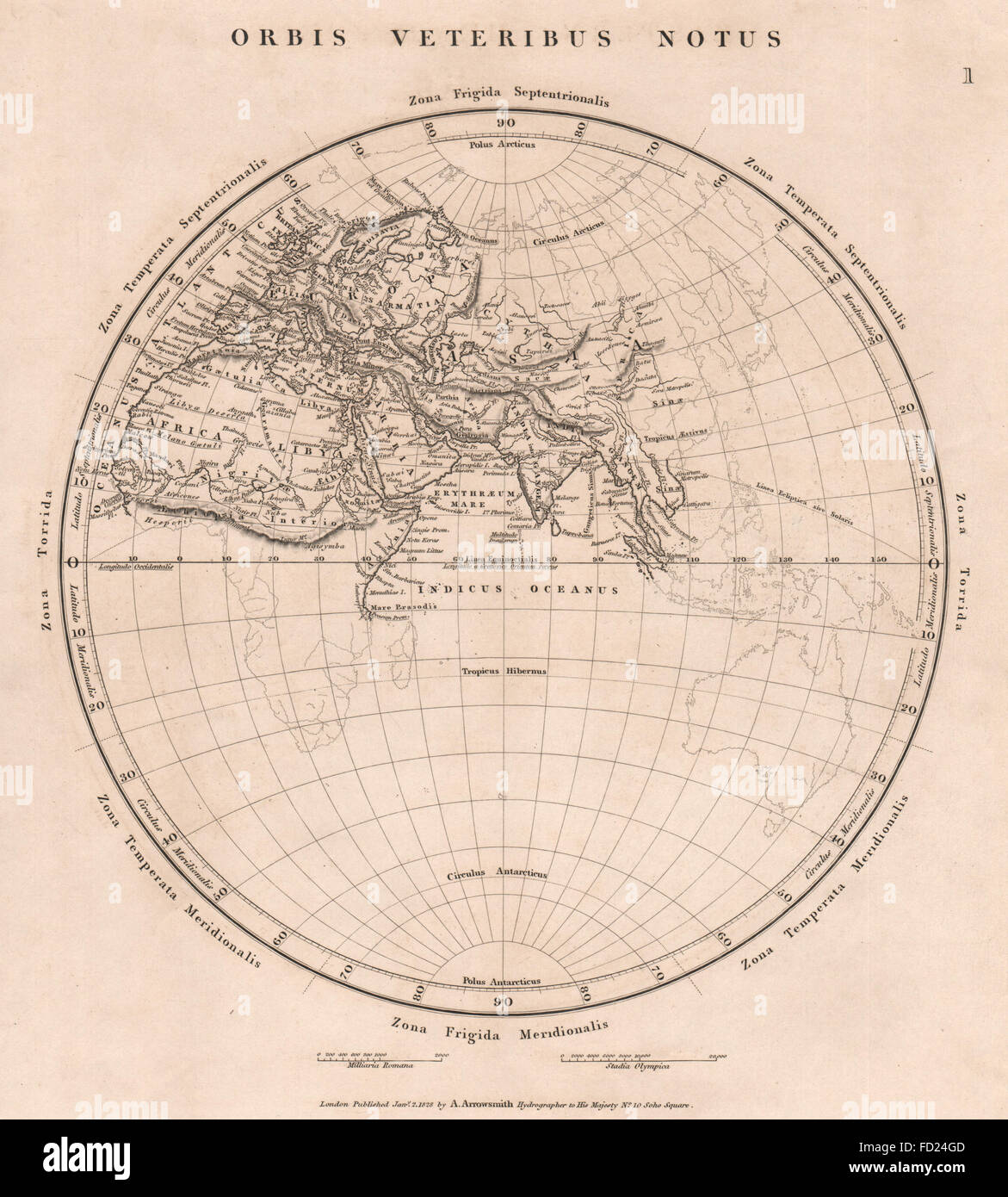 ANCIENT WORLD: Orbis Veteribus Notus. Eastern Hemisphere. ARROWSMITH ...