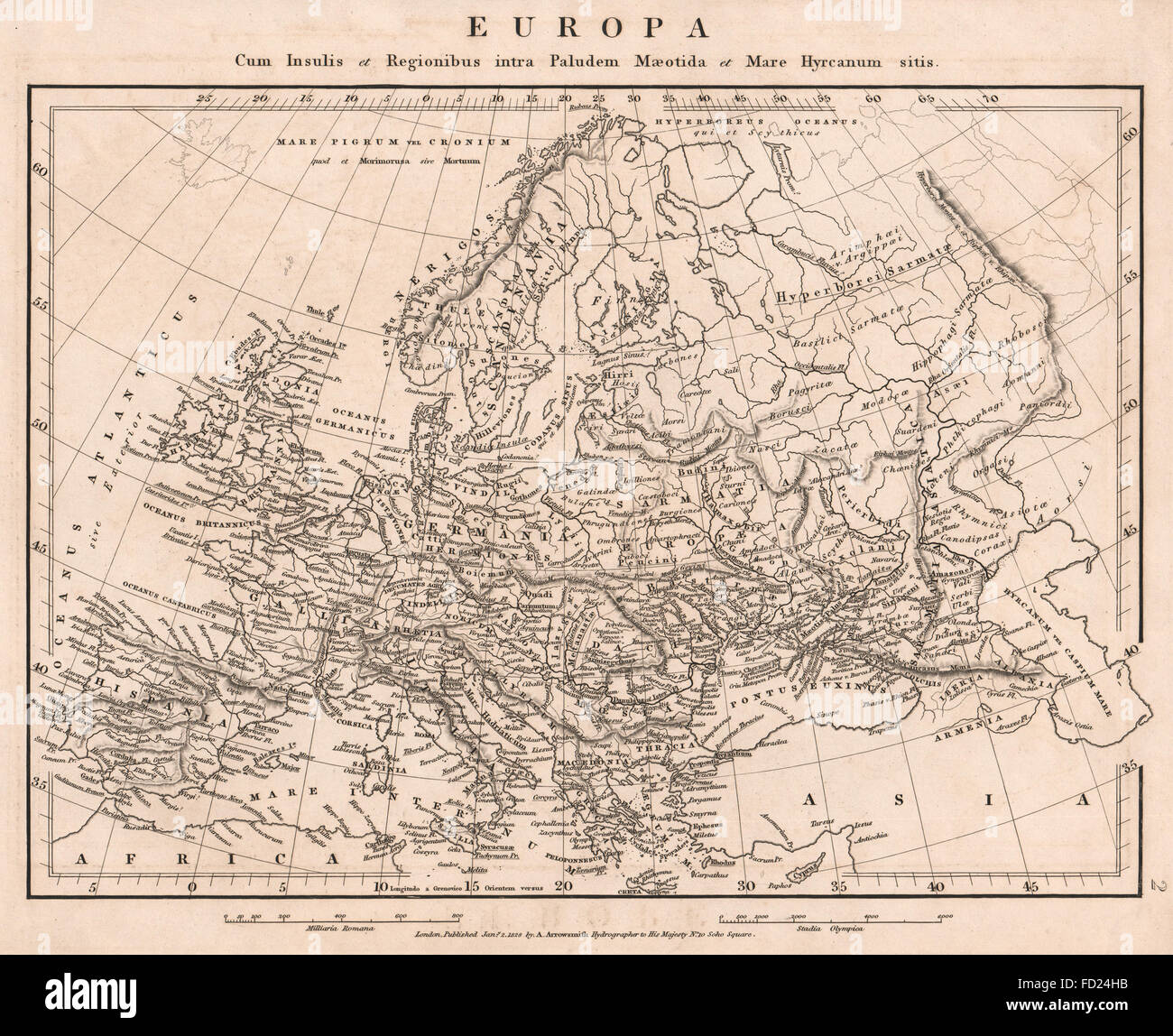 EUROPE ANCIENT:Europa.Germania Gallia Hispania Sarmatia &c.ARROWSMITH ...