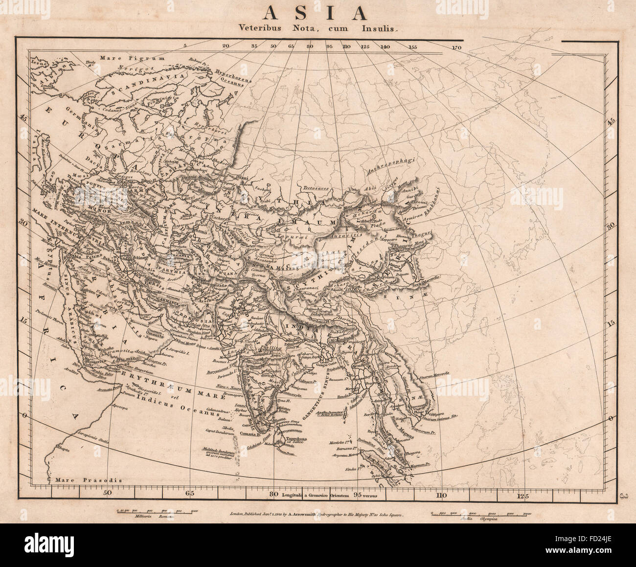ASIA ANCIENT: India Arabia Scythia Serica Parthia &c. ARROWSMITH, 1828 ...